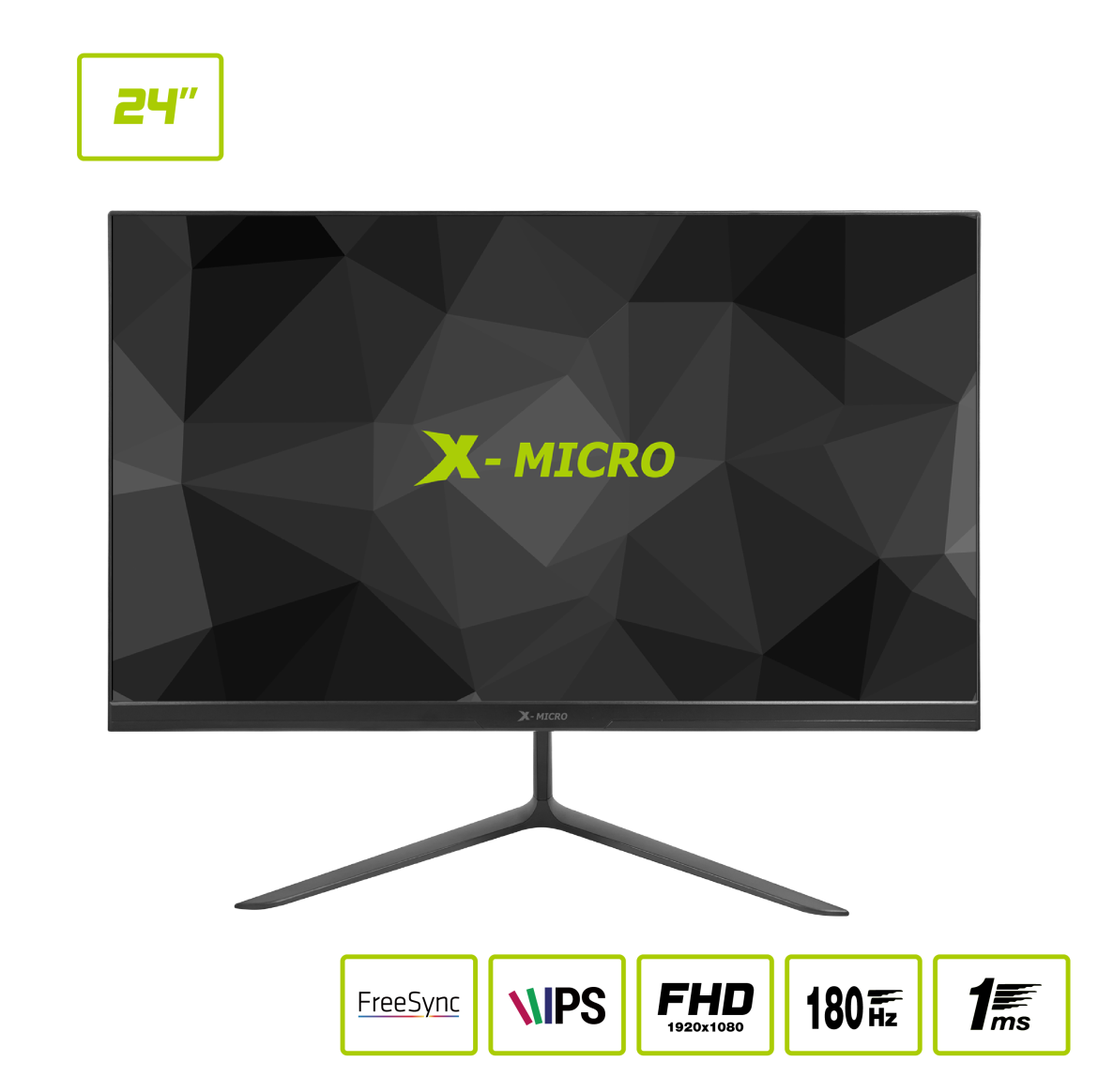 X-MICRO Monitor 24″ FHD Plano 180Hz. 1ms X24F-KQ1E – X-Micro